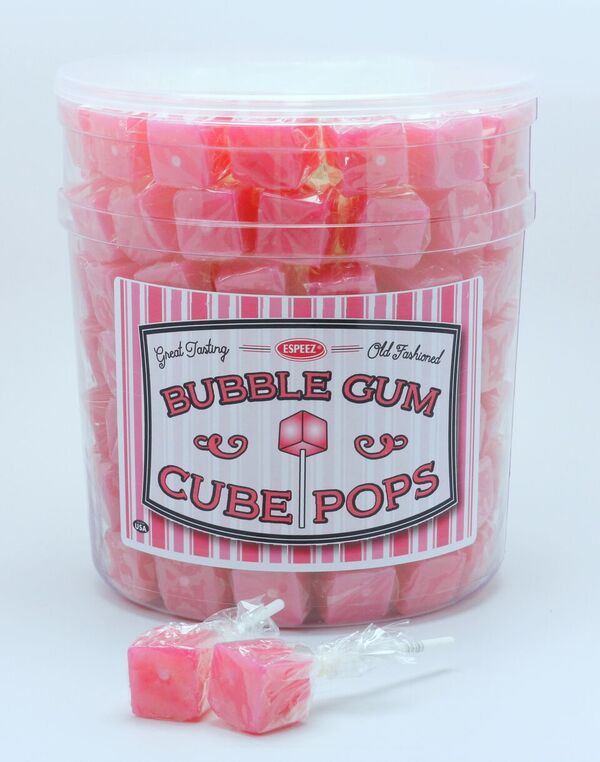 Bubble Gum Cube Pops - 100 Ct. Tub - Candy Barn Express