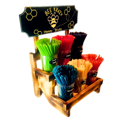 6 Count Candy Display Filled With Honey Sticks - 6 Jars, 6 Flavors ...