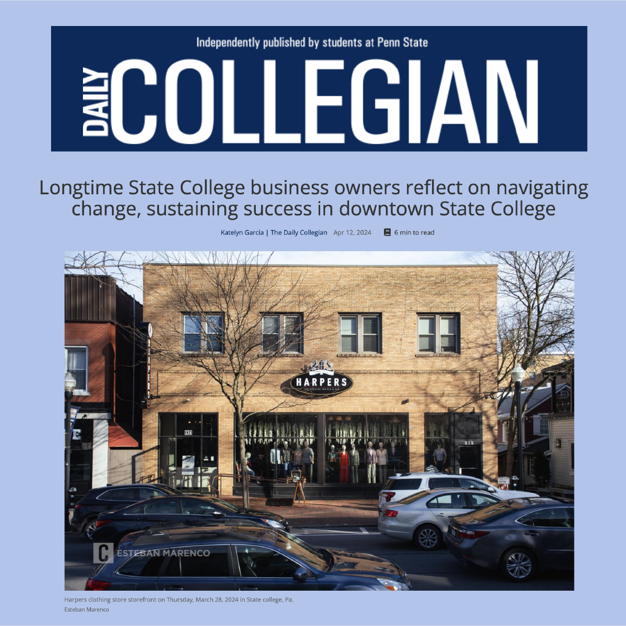 Harpers Featured in the Daily Collegian - Harpers