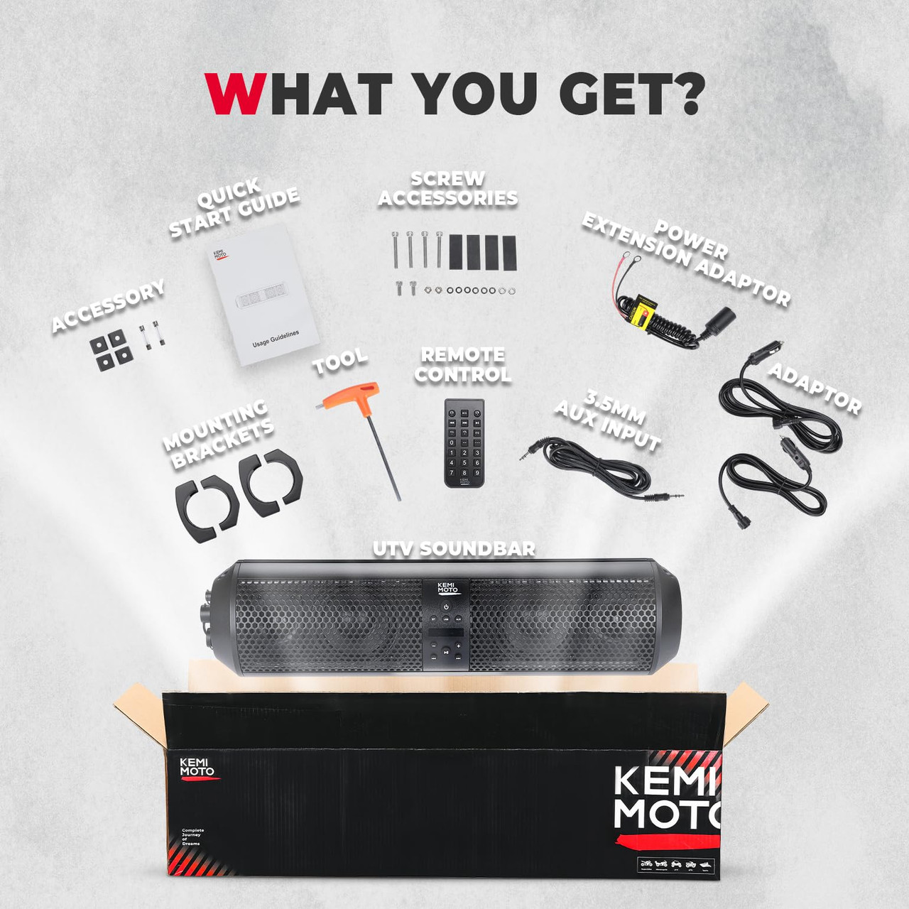 Kawasaki Teryx/KRX/Mule 18"" UTV Sound Bar RGB Bluetooth with 1.56""-2. ...