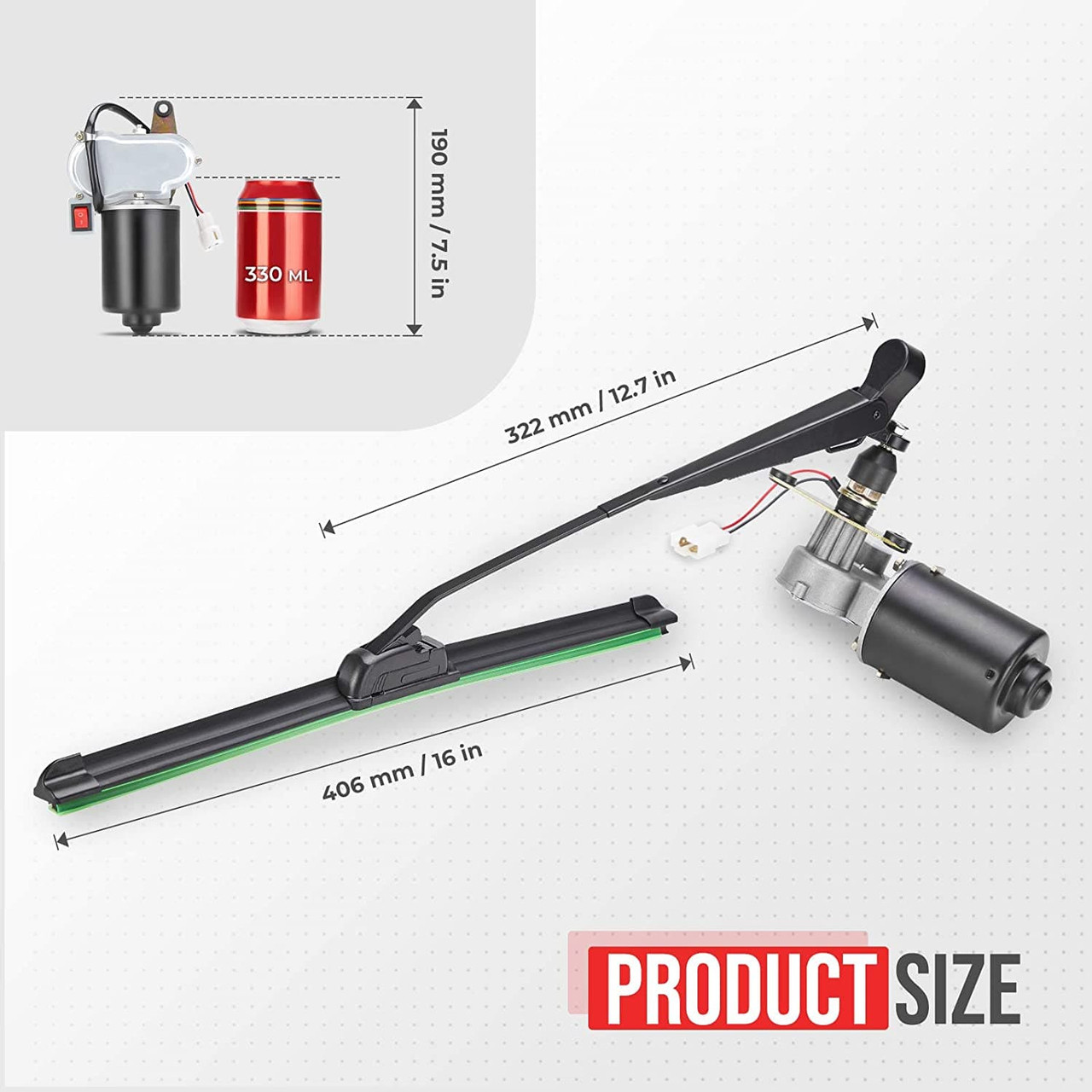 Kawasaki Teryx/KRX/Mule 12V Electric Windshield Wiper Washer Kit for by ...