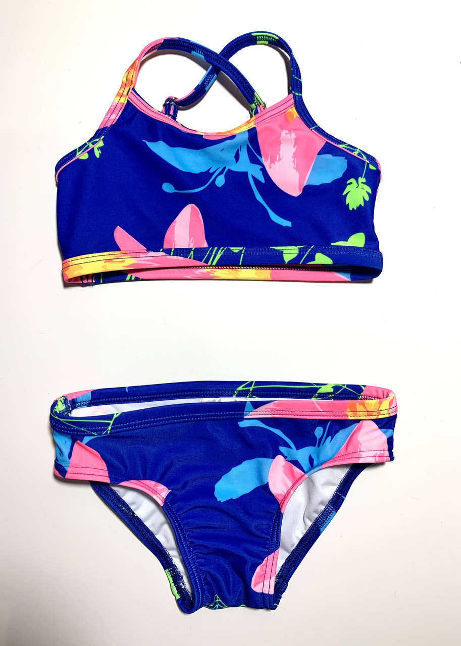 Girls Two Piece Swimwear - Aloha Blue - Neon Dancewear