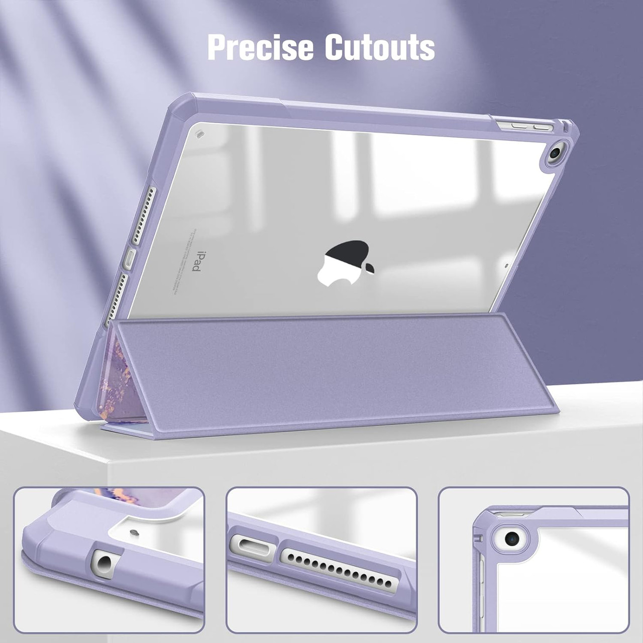 iPad 10.2" 2019 7th Gen Case Cover Clear Back Pen Holder Apple Marble ...