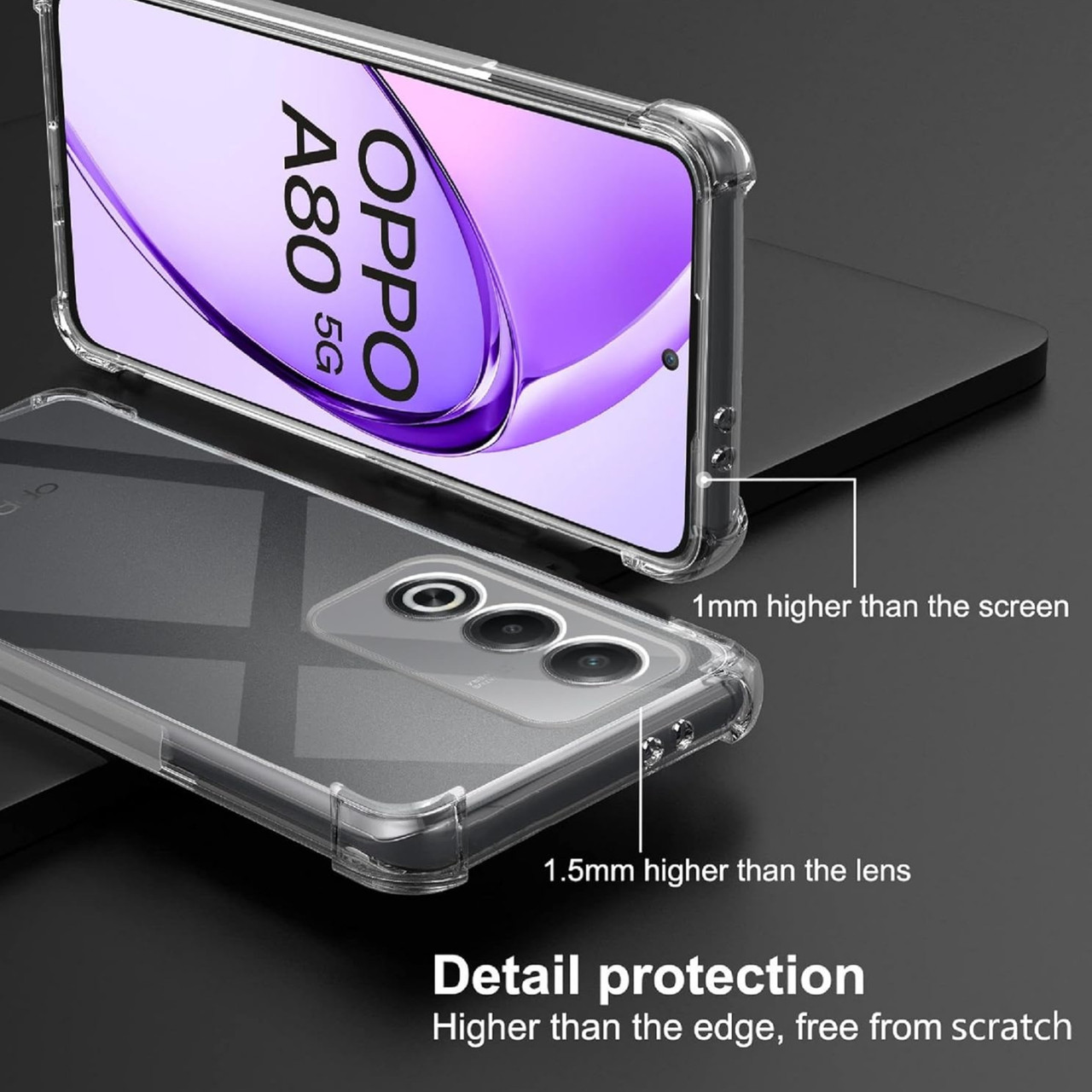 OPPO A80 5G Clear Mobile Phone Case Shockproof Cover Bumper - myCaseCovers