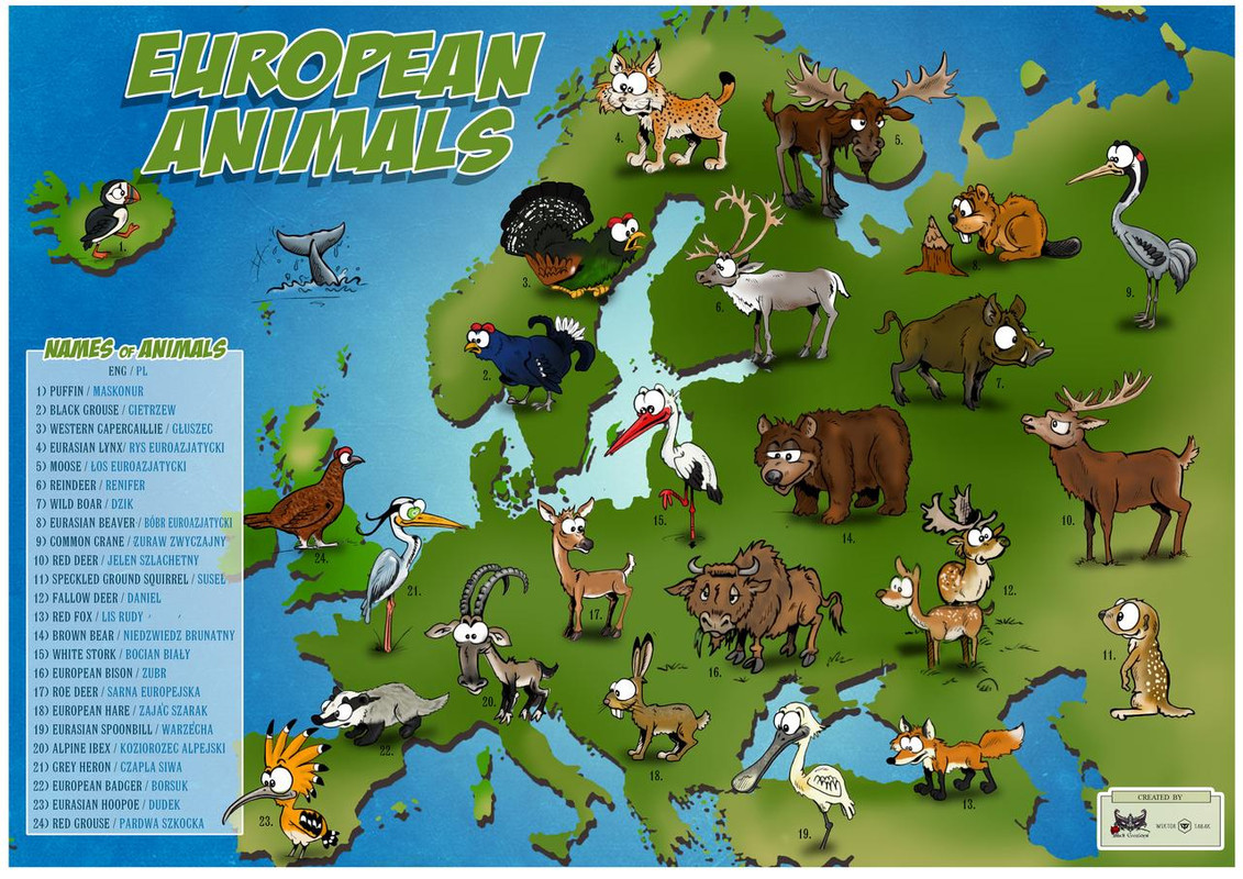 European animals map - United Kingdom