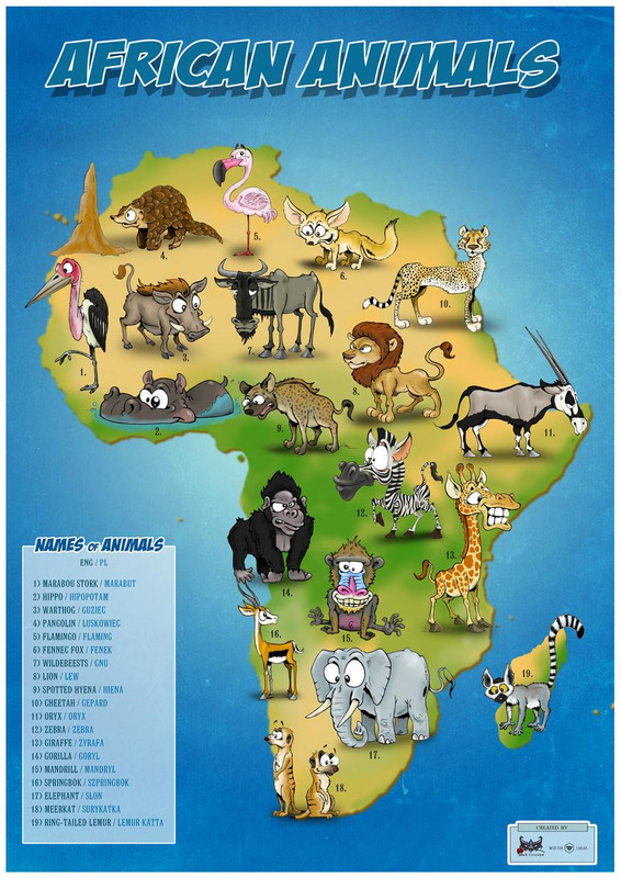 African animals map - United Kingdom