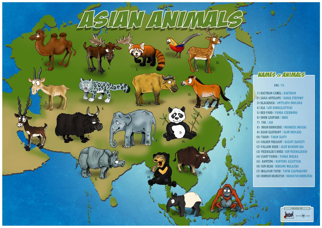 Asian animals map - United Kingdom