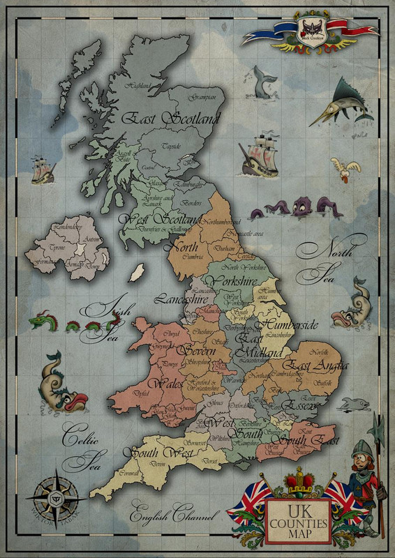 UK Counties map 1 - United Kingdom