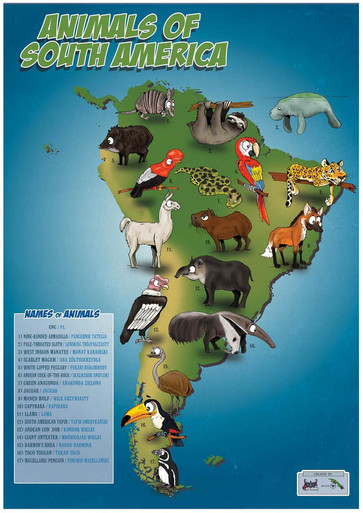 South americam animals map - United Kingdom