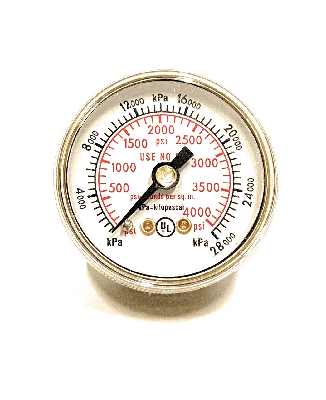 Weldmark 1 1 2 4000 PSI Rear Mount Pressure Gauge