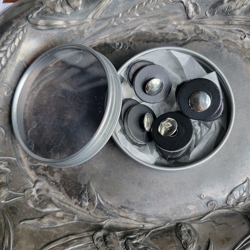 Leather Mini Stud Buttons - Black with Satin - JUL Designs