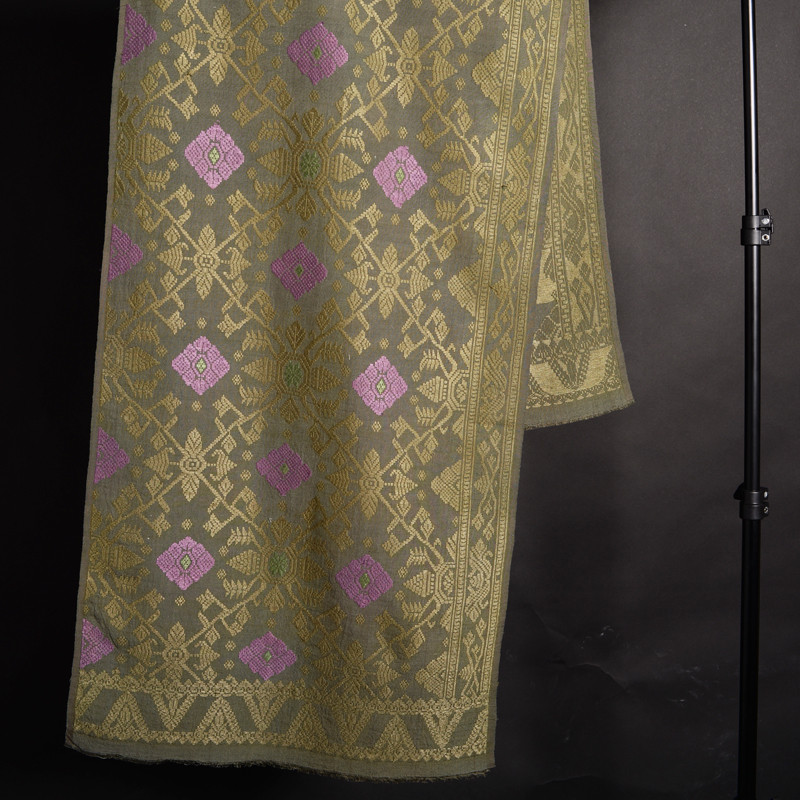 Songket Alam - Green with Lavender Diamonds - JUL Designs