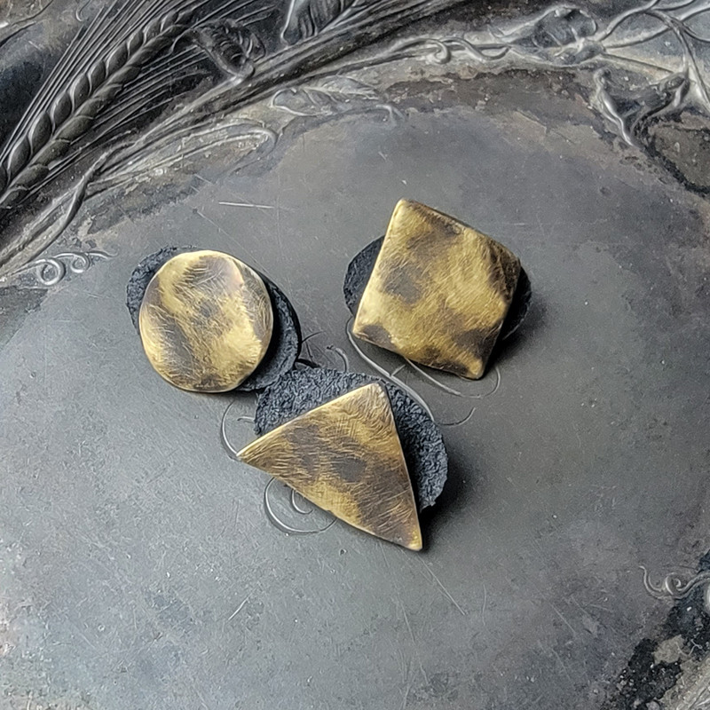 Distressed Brass Midcentury Modern Stud Buttons - Set of Three - JUL ...