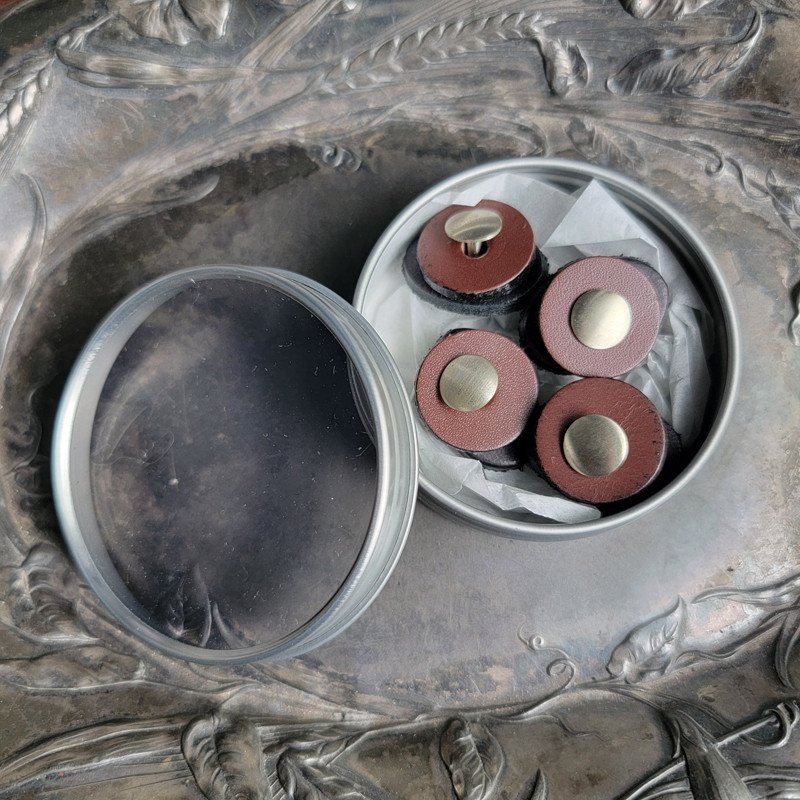 Leather Mini Stud Buttons - Black with Satin - JUL Designs