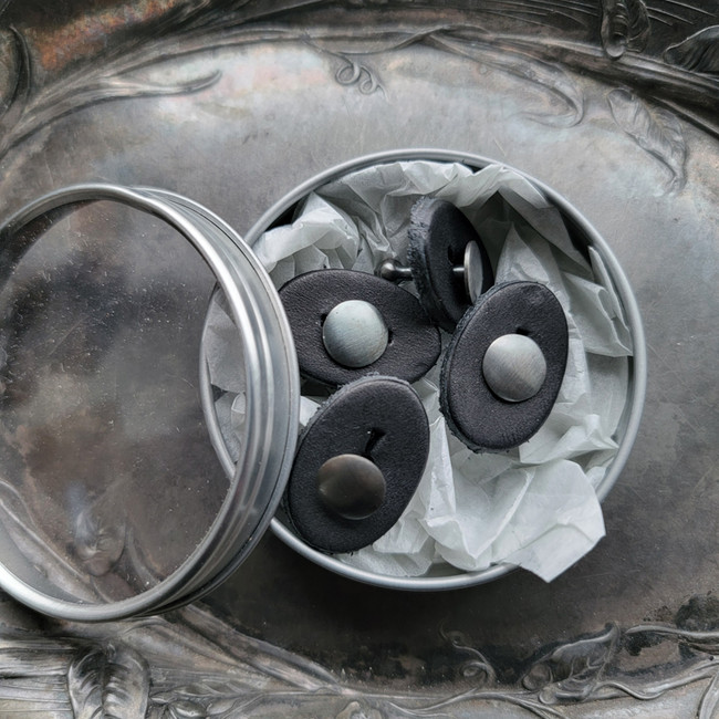 Mini Stud Buttons - Satin with Gunmetal Patina - JUL Designs