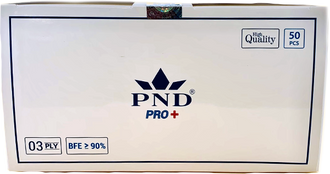 Disposable PND 3 Ply Face Mask Level 1(90 %) Box/50pc