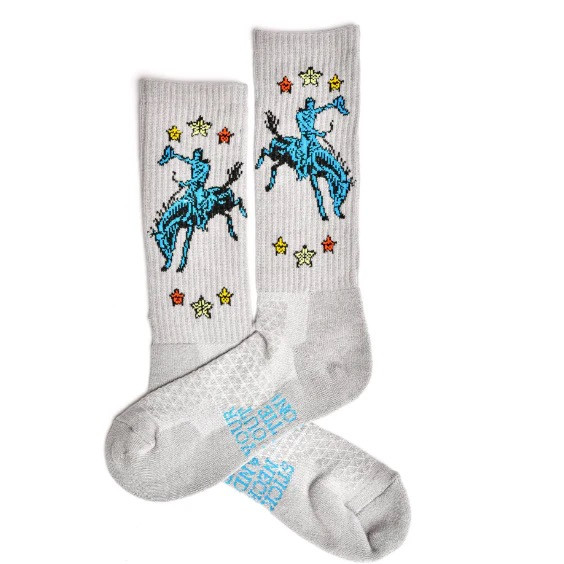 Pair Lucky Chuck Socks: Fringe Long Live Grey Western Cowboy ...