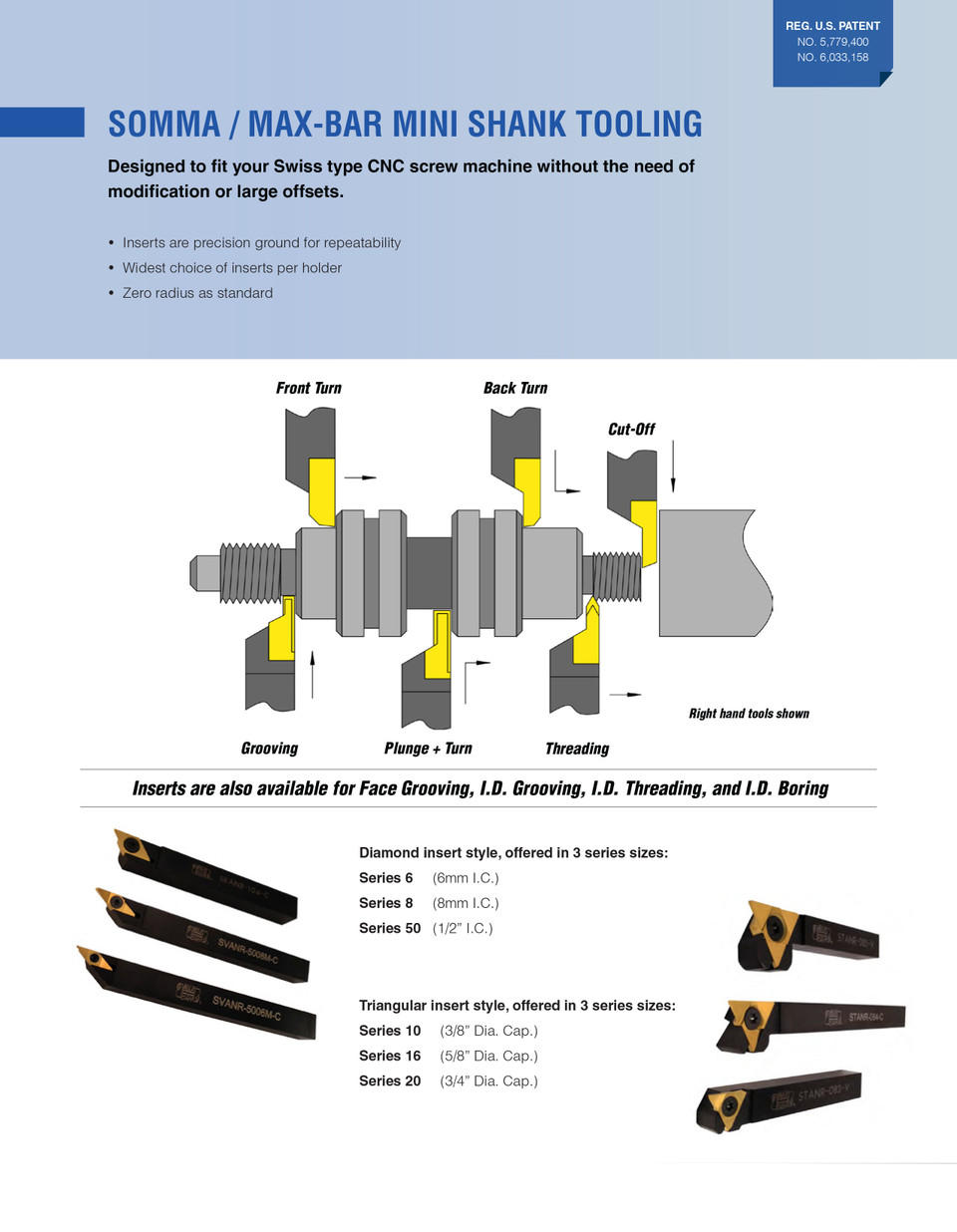 New Somma Tooling for Swiss Machines, Turret lathes and CNC lathes