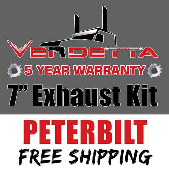 Vendetta Chrome 7 Inch Exhaust Kit With Long Drop Elbows For Peterbilt ...