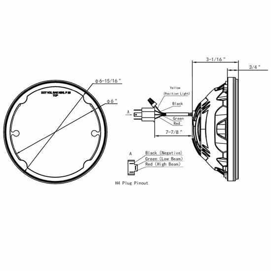 7 Inch Ultralit Heated LED Round Headlight W/ White Position Light - 4 ...