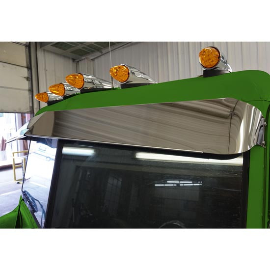 9 1/2 Inch 304 SS Bowtie Style Visor For Peterbilt 300 Series Flat Top ...