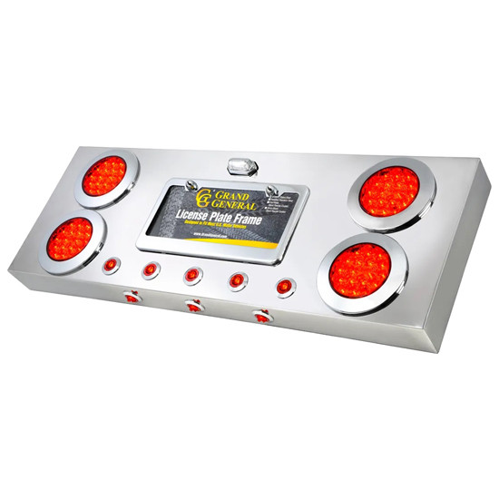 Rear Center Light Panel Stainless Steel W/ 4 - 4 Inch, 8 - 1 Inch Red ...