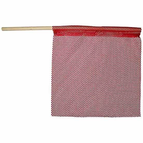 18 X 18 Inch Heavy Duty Red Mesh Safety Flag W/ Wood Dowel - 4 State Trucks