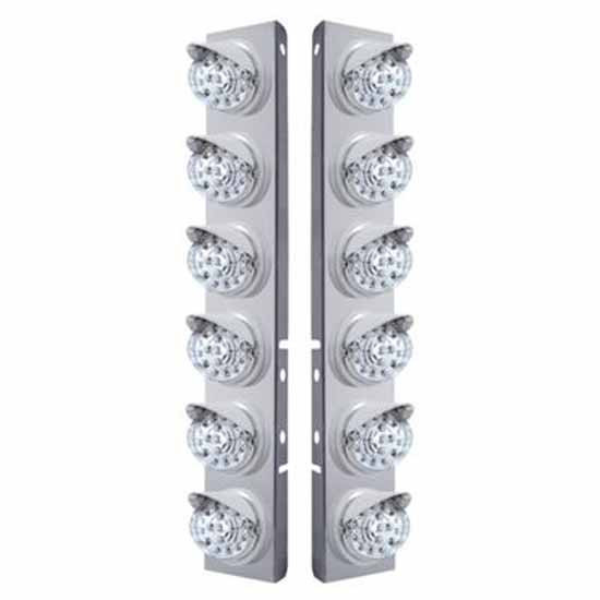 SS Front Air Cleaner Bracket W/ 12X 17 LED Reflector Lights & Visors ...