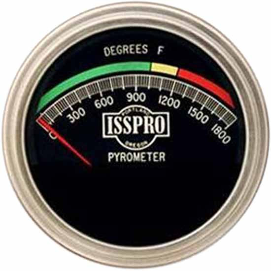 Isspro 3 Inch Pyrometer 0-1800F W/ Satin Chrome Bezel, Black Face, Red ...