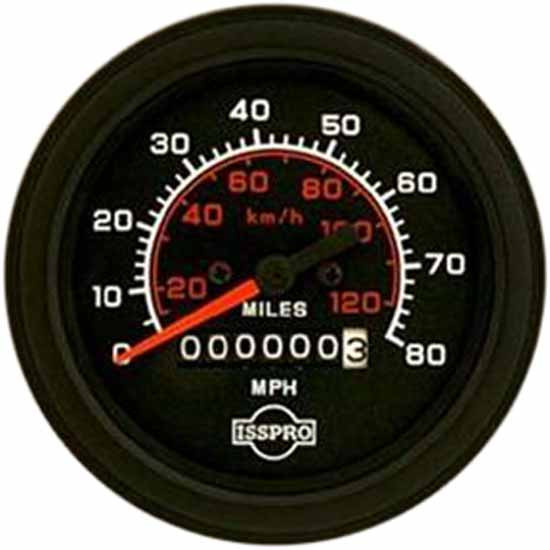 Isspro 3.375 Inch Mechanical Speedometer 0-80 MPH W/ Odometer, Black ...