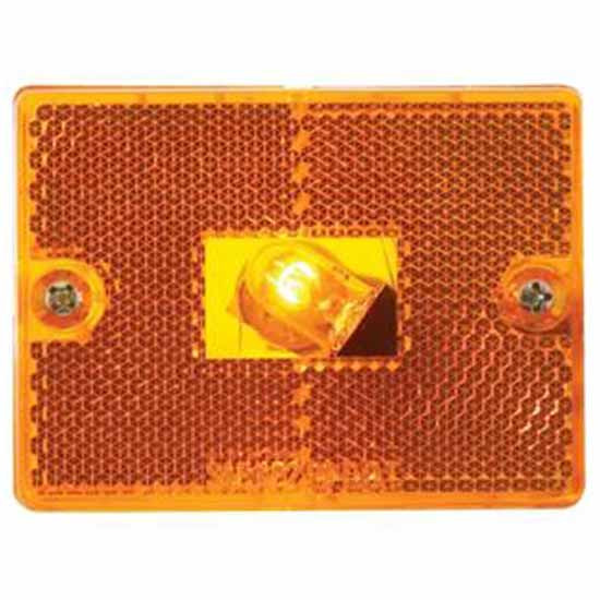 Rectangular Marker Light W/ Reflex Lens, Black Housing - Amber Lens - 4 ...