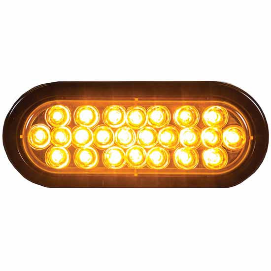 6 Inch 12V-24V Oval Recessed 24 Diode Amber LED Strobe Light W/ 6 ...