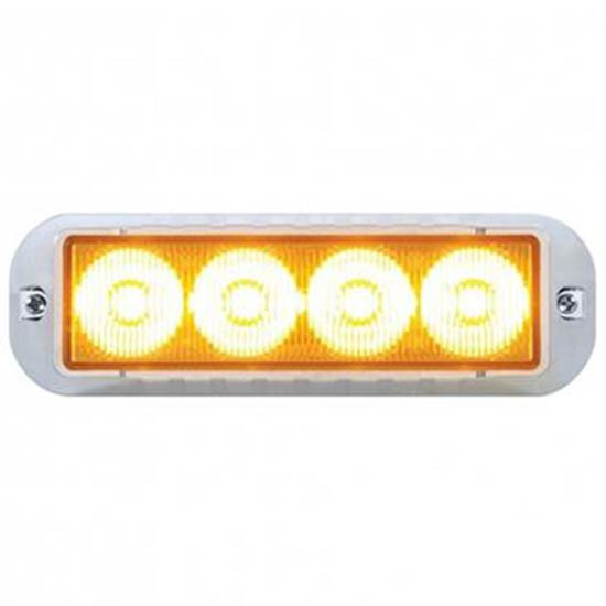 4 LED Amber Warning Light W/ Deluxe Chrome Bezel, Multiple Light ...