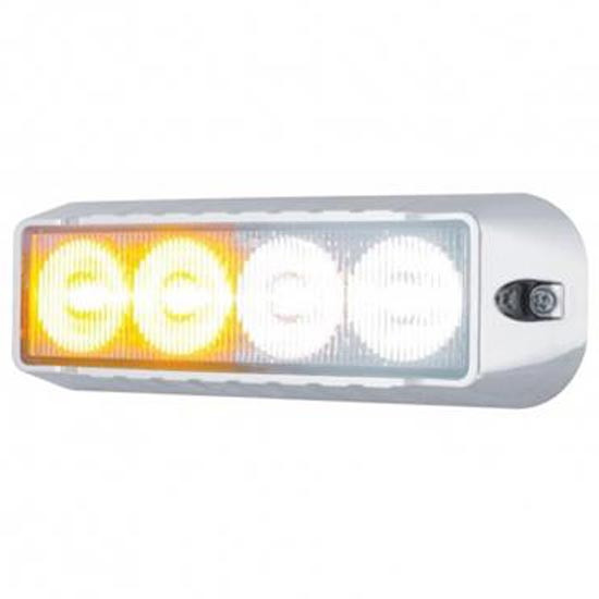 4 LED Amber Warning Light W/ Deluxe Chrome Bezel, Surface Mount - 4 ...