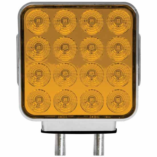 Double Face Square Fender Light W/ Chrome Reflector & 38 Diodes - Amber ...