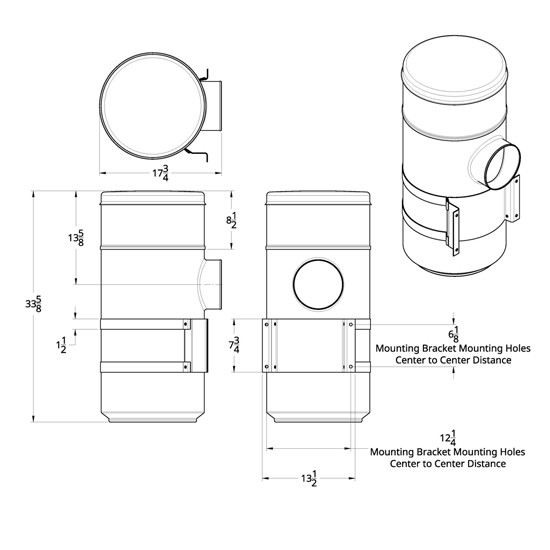 Peterbilt Kenworth 15 Inch Stainless Steel Air Cleaner With Mounting ...