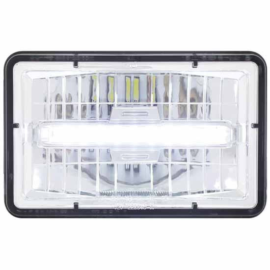 4 X 6 Inch Rectangular LED Headlight With 9 White LED Auxiliary Lights ...