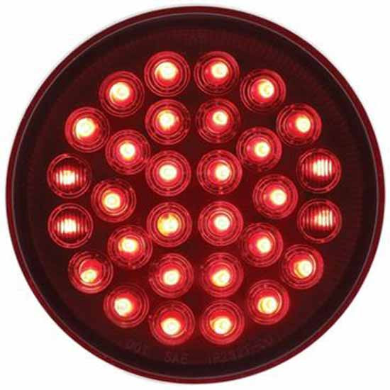 30 LED 4 Inch Round Stop, Turn & Tail Light - Red LED / Red Lens - 4 ...