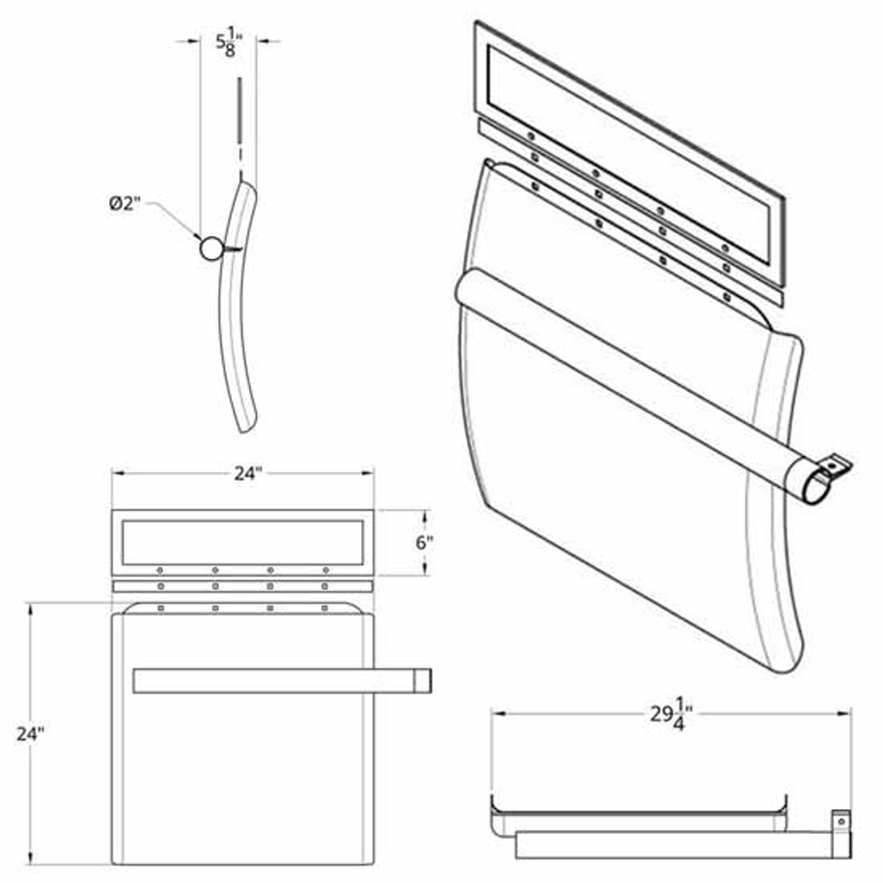 Stainless Steel Quarter Fender Set W/ Tube Bracket, Internal Mounting ...