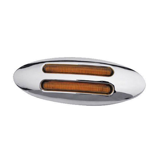 8 LED Mini Flatline Marker Light W/ Chrome Bezel - Amber LED/ Amber ...