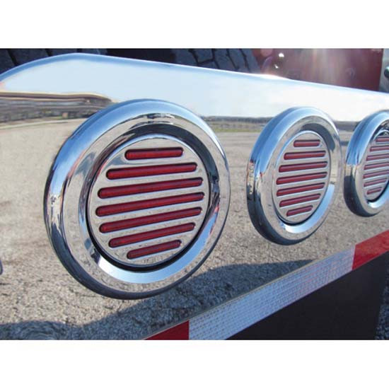 4 Inch Round 49 Diode Flatline Red LED Light W/ Red Lens & Chrome Bezel ...