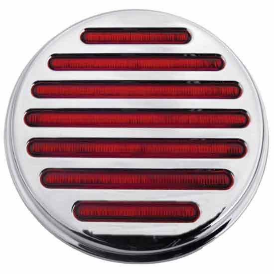 4 Inch Round 49 Diode Flatline Red LED Light W/ Red Lens & Chrome Bezel ...