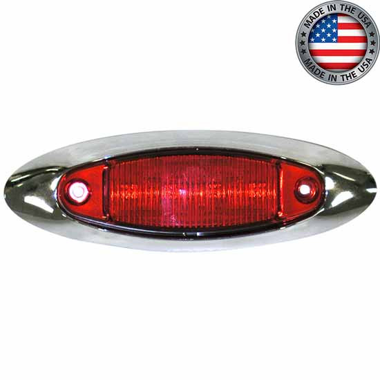 Red LED Side Marker Light W/ Chrome Bezel - 4 State Trucks