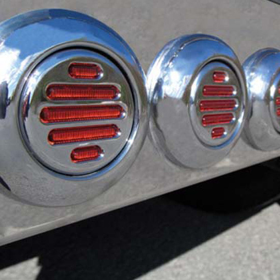 2 Inch Round 9 Diode Flatline Red LED Light W/ Red Lens & Chrome Bezel ...