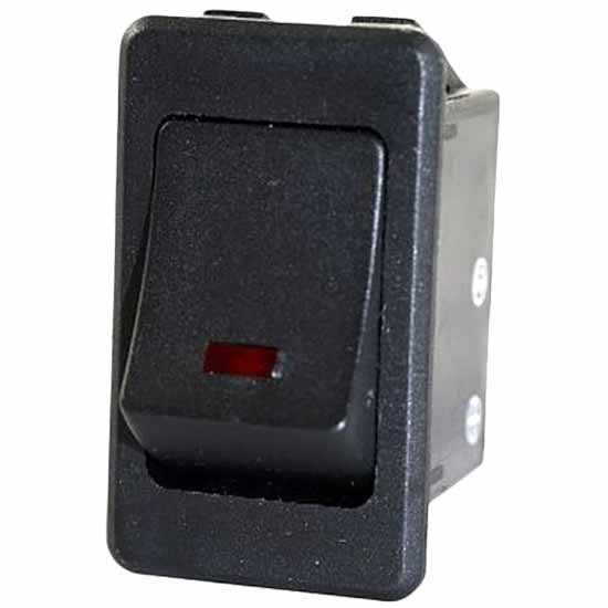 Black Miniature Rocker Switch W/ Red LED , 16A At 12V For 7/8 Inch x 1 ...