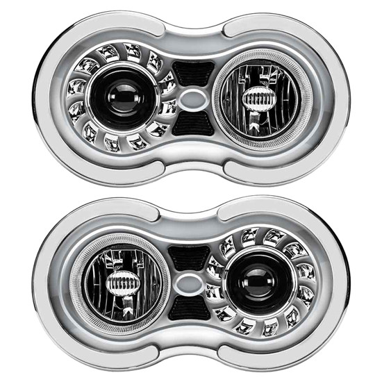 Double Round Retro Series LED Projection Headlight With Dual Function ...