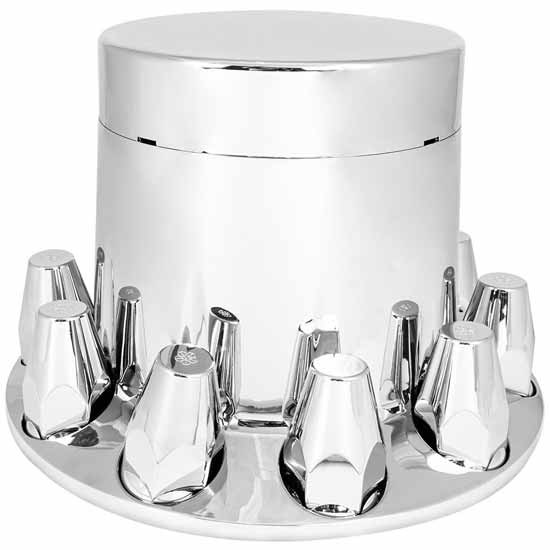 Chrome Plastic ABS Flat Top Axle Cover W/ Removable Hubcap For 33MM Hub ...