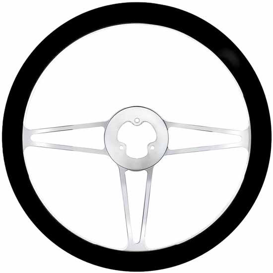 18 Inch Chrome Aluminum 3 Spoke Steering Wheel W/ Black Leather Rim - 4 ...