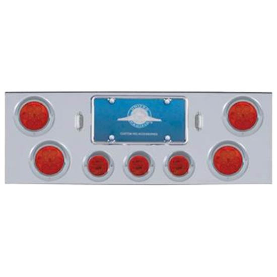 Chrome 34 Inch Rear Center Panel & License Plate Holder W/ Four 4 Inch ...