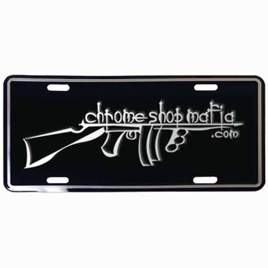 CSM Polished Aluminum License Plate W/ Embossed Tommy Gun Logo - 4 ...